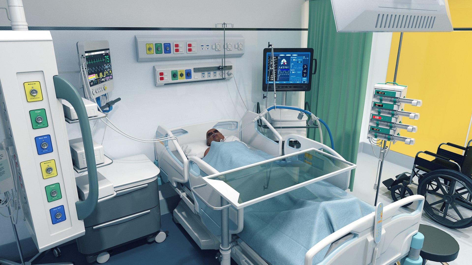 Private ICU With Patient Model - TurboSquid 2130711