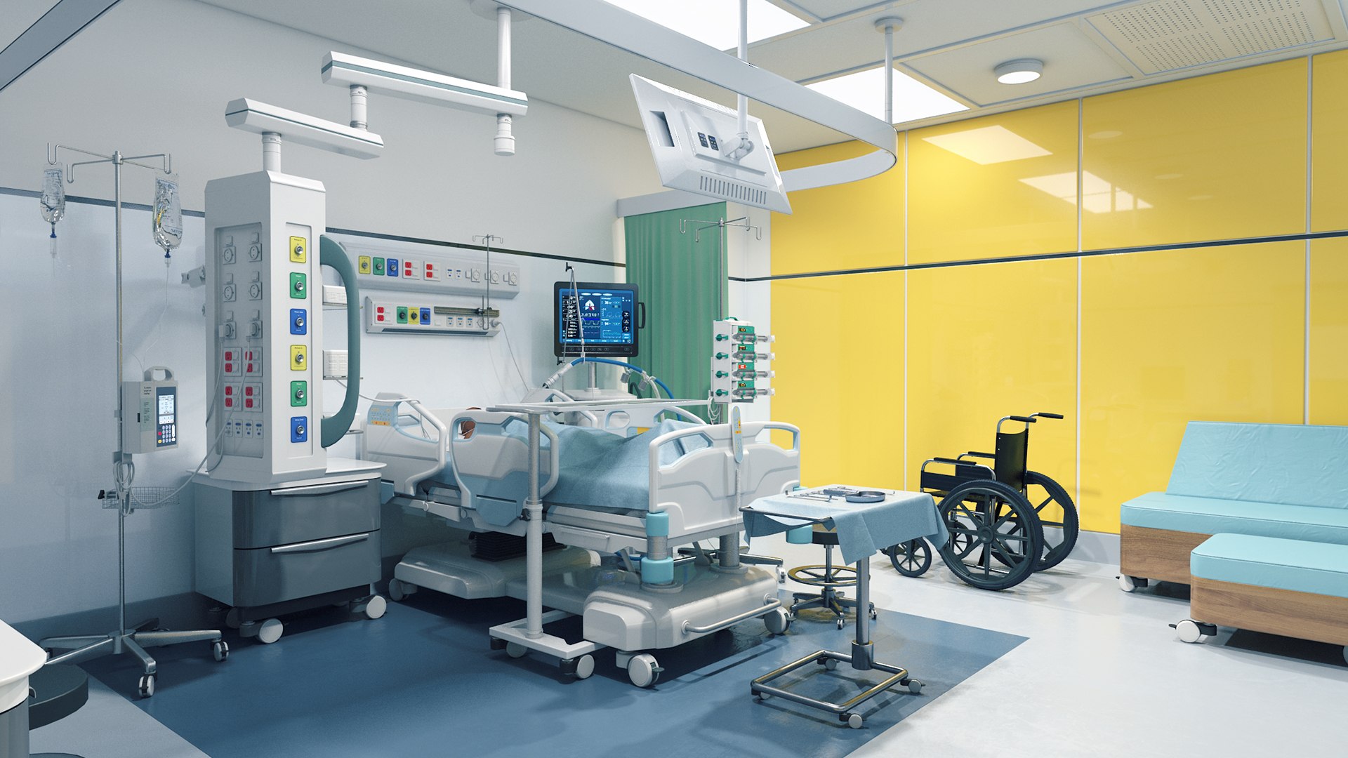 Private ICU With Patient Model - TurboSquid 2130711