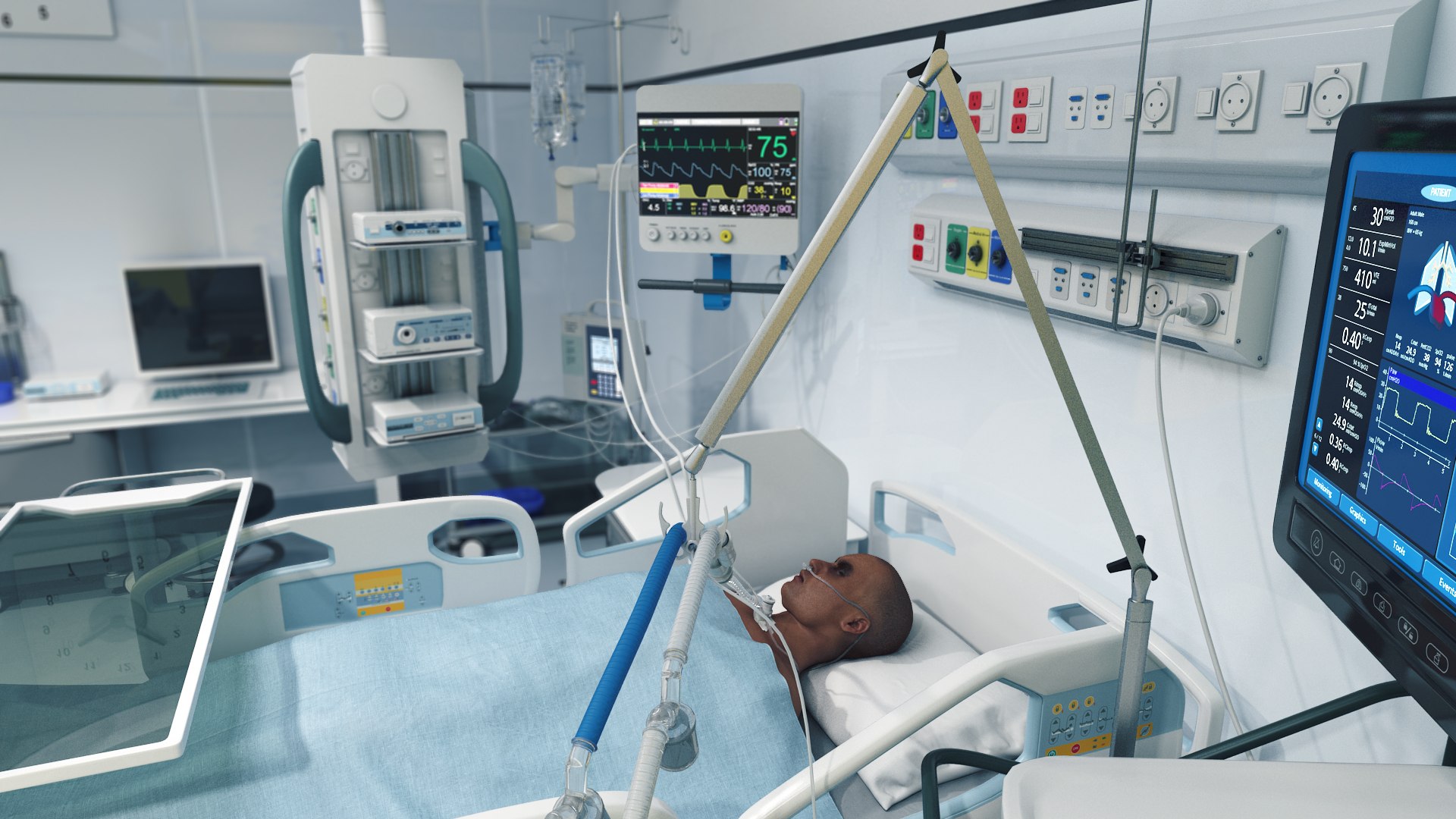 Private ICU With Patient Model - TurboSquid 2130711