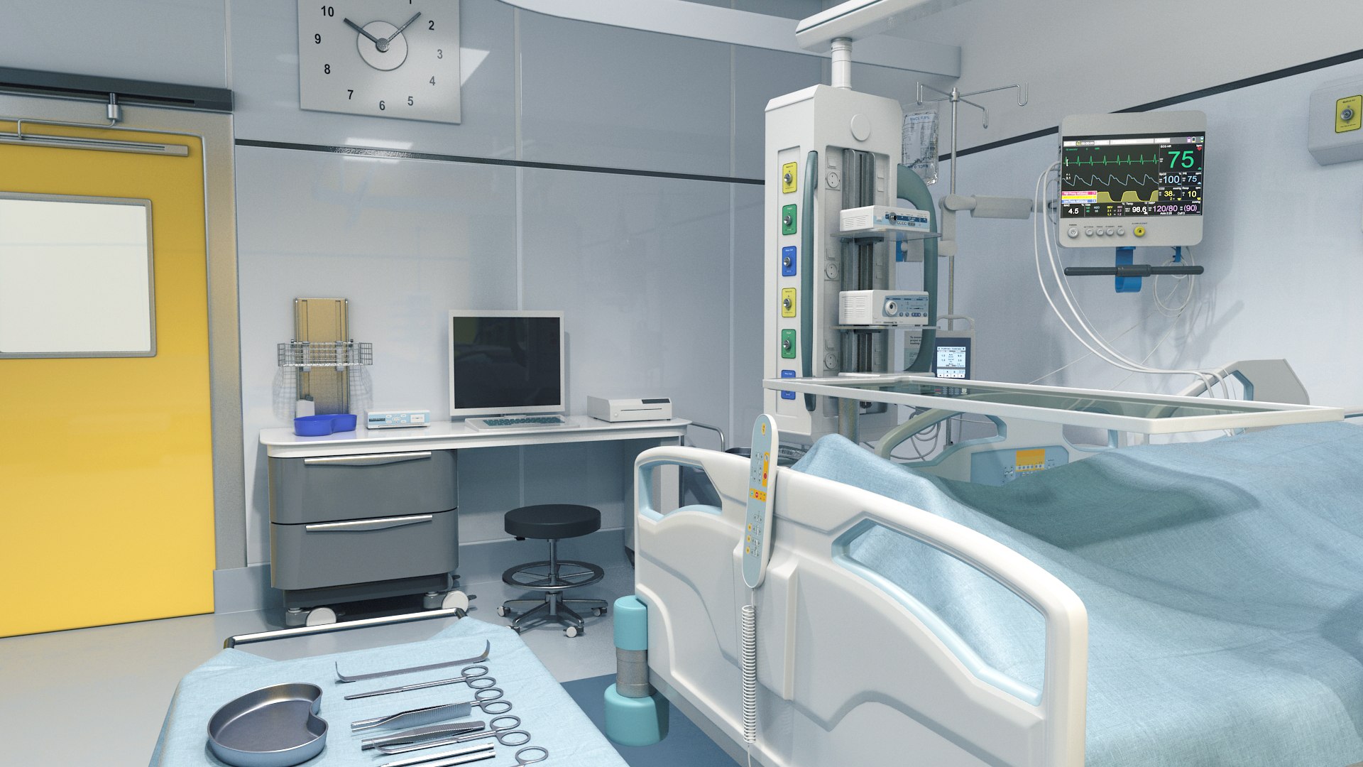 Private ICU With Patient Model - TurboSquid 2130711