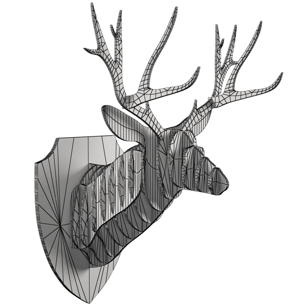 cardboard deer head 3d model