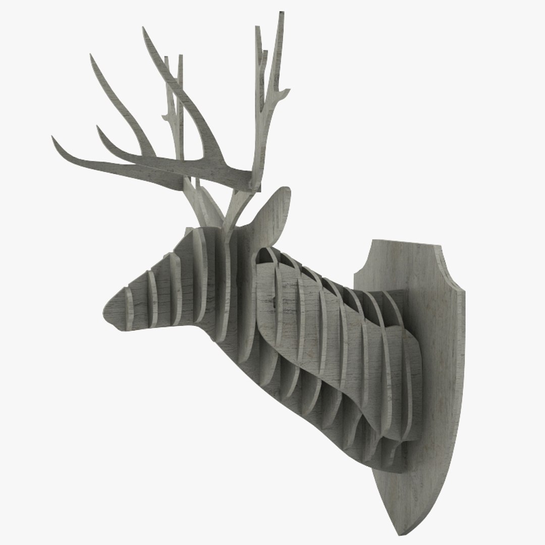cardboard deer head 3d model