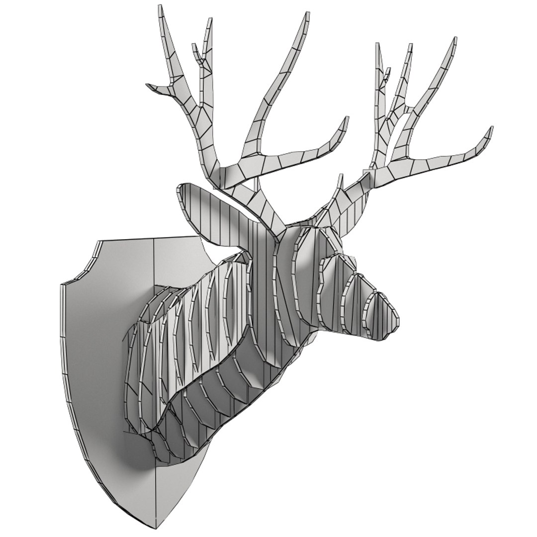 cardboard deer head 3d model