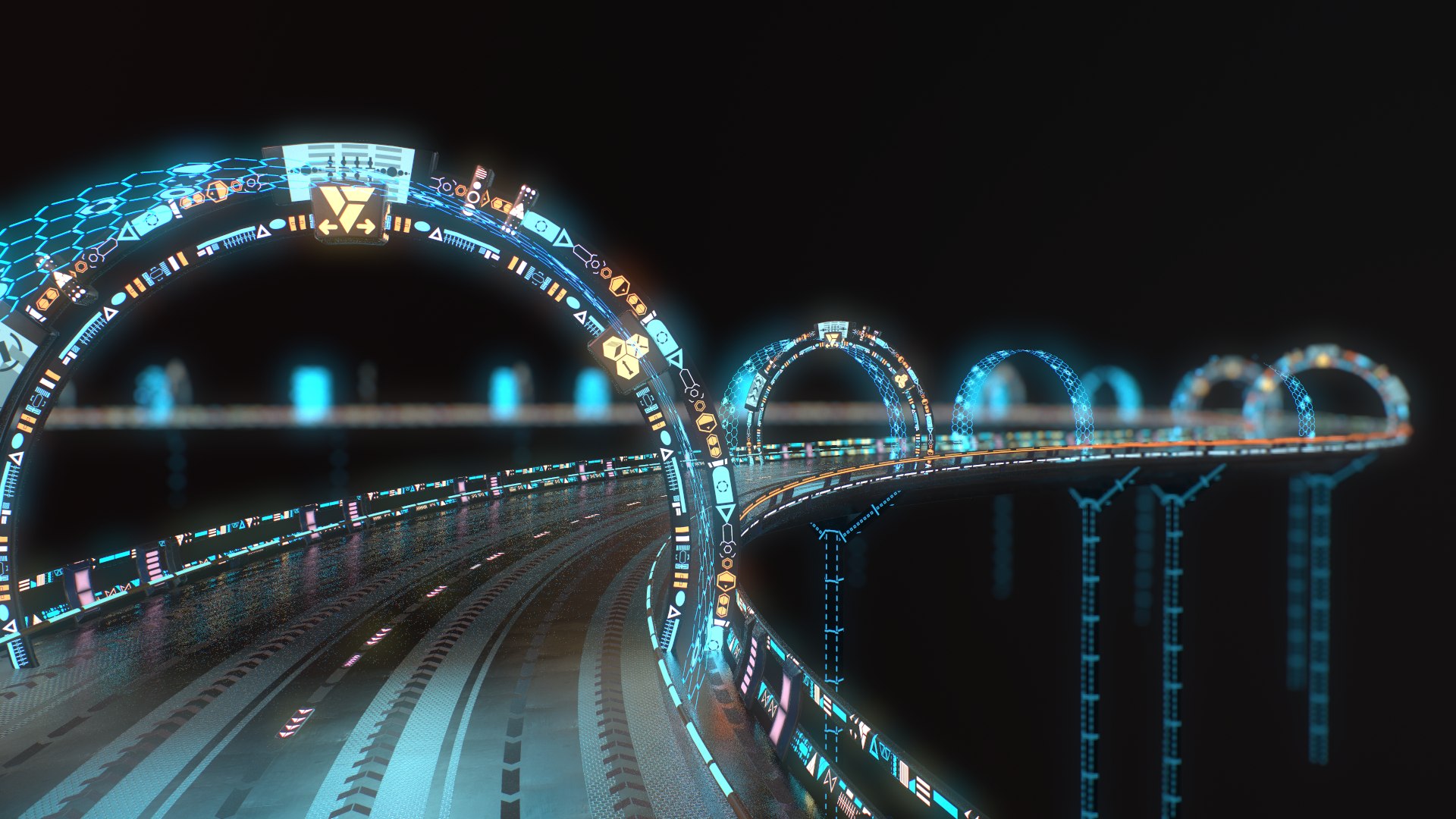 Modular sci-fi highway 3D - TurboSquid 1594313