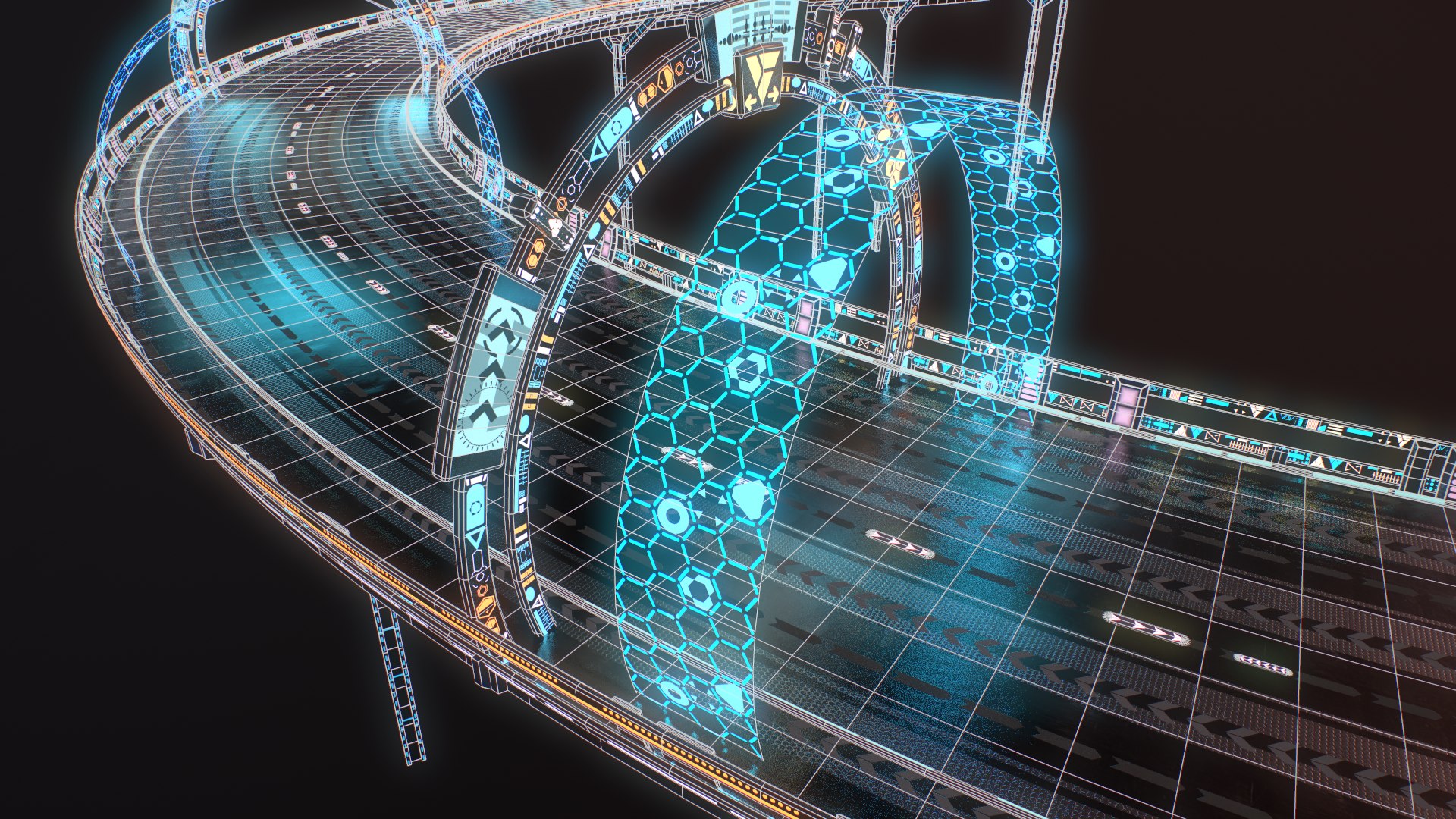 Modular sci-fi highway 3D - TurboSquid 1594313