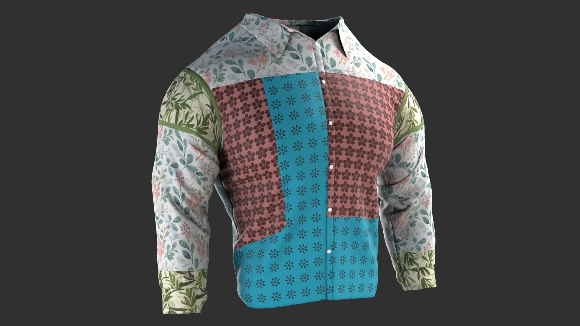 3D Model Shirt Green Leaf - TurboSquid 2083777