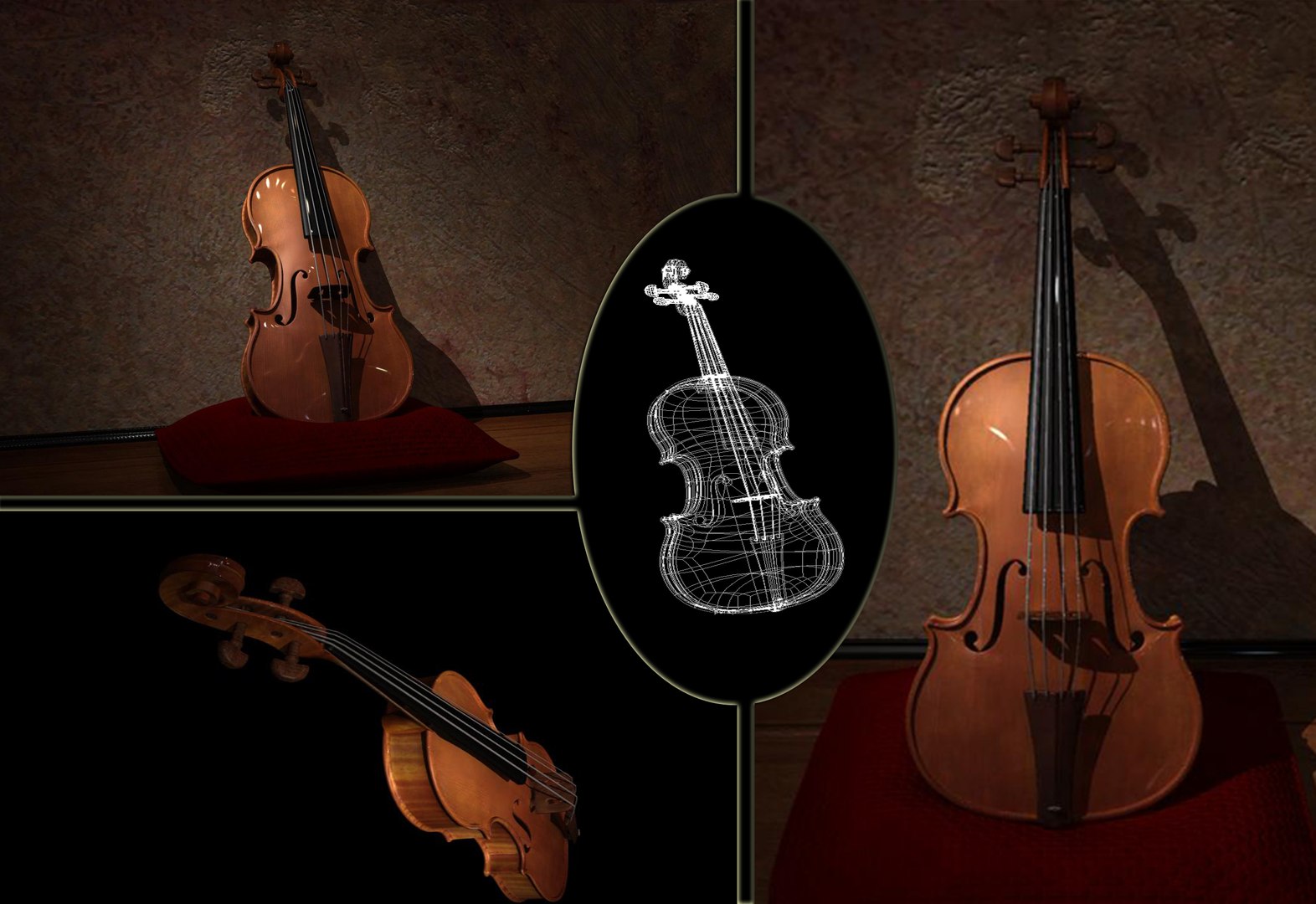 3d Photorealistic Violin Model