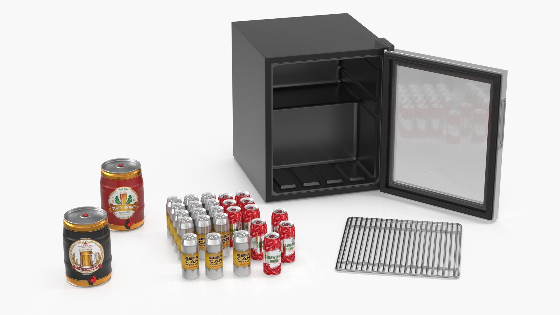 3D Beverage Cooler With Cans And Kegs - TurboSquid 2302473