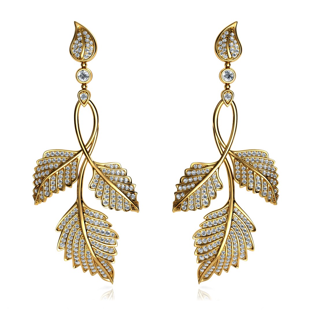 Leaves Earrings Model - TurboSquid 2208159