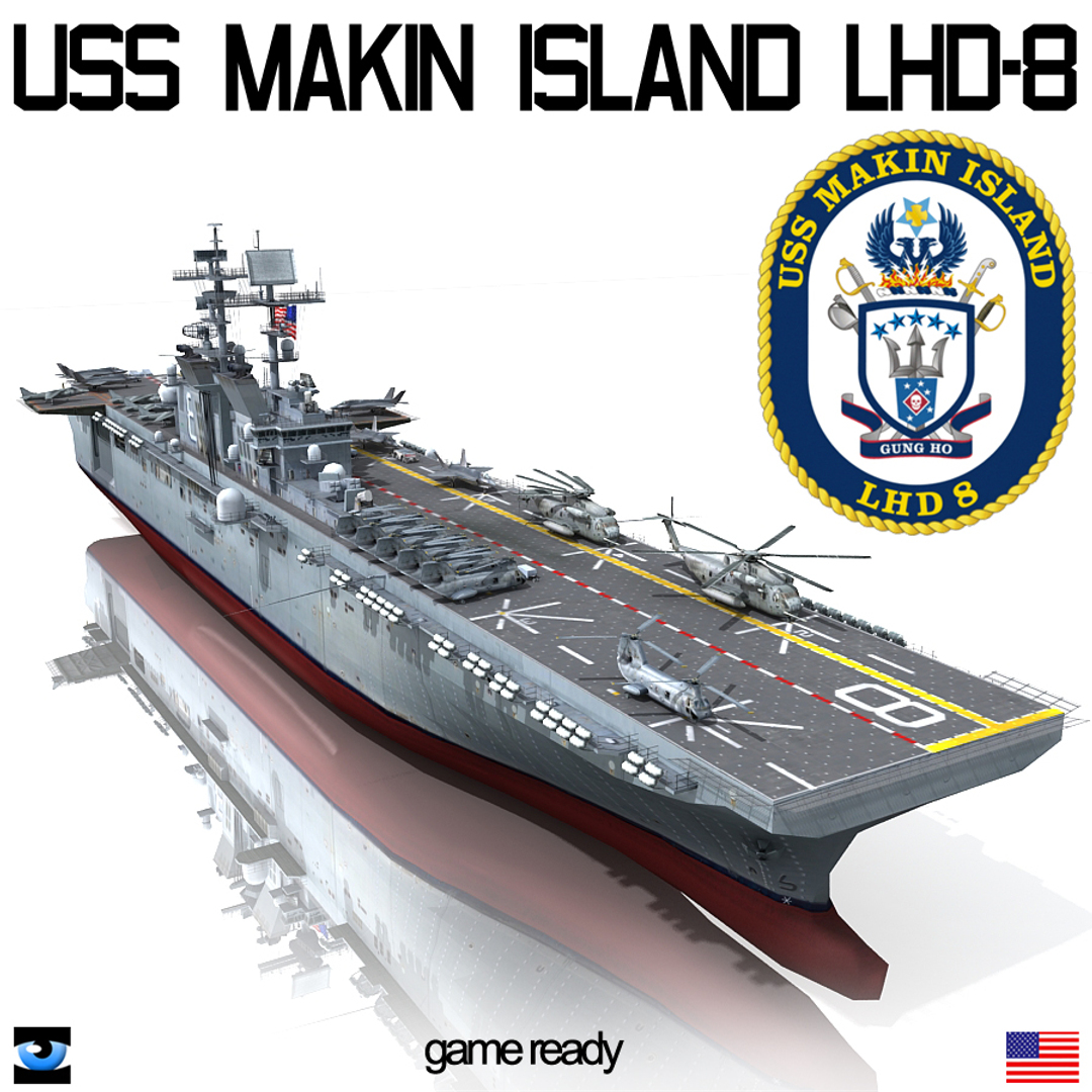 uss makin island f 3d model