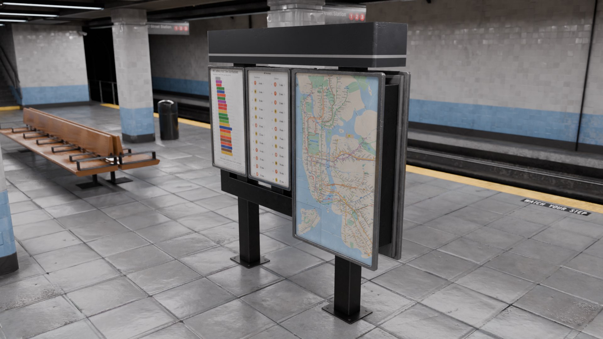 NYC Style Subway Platform 3D - TurboSquid 2196499