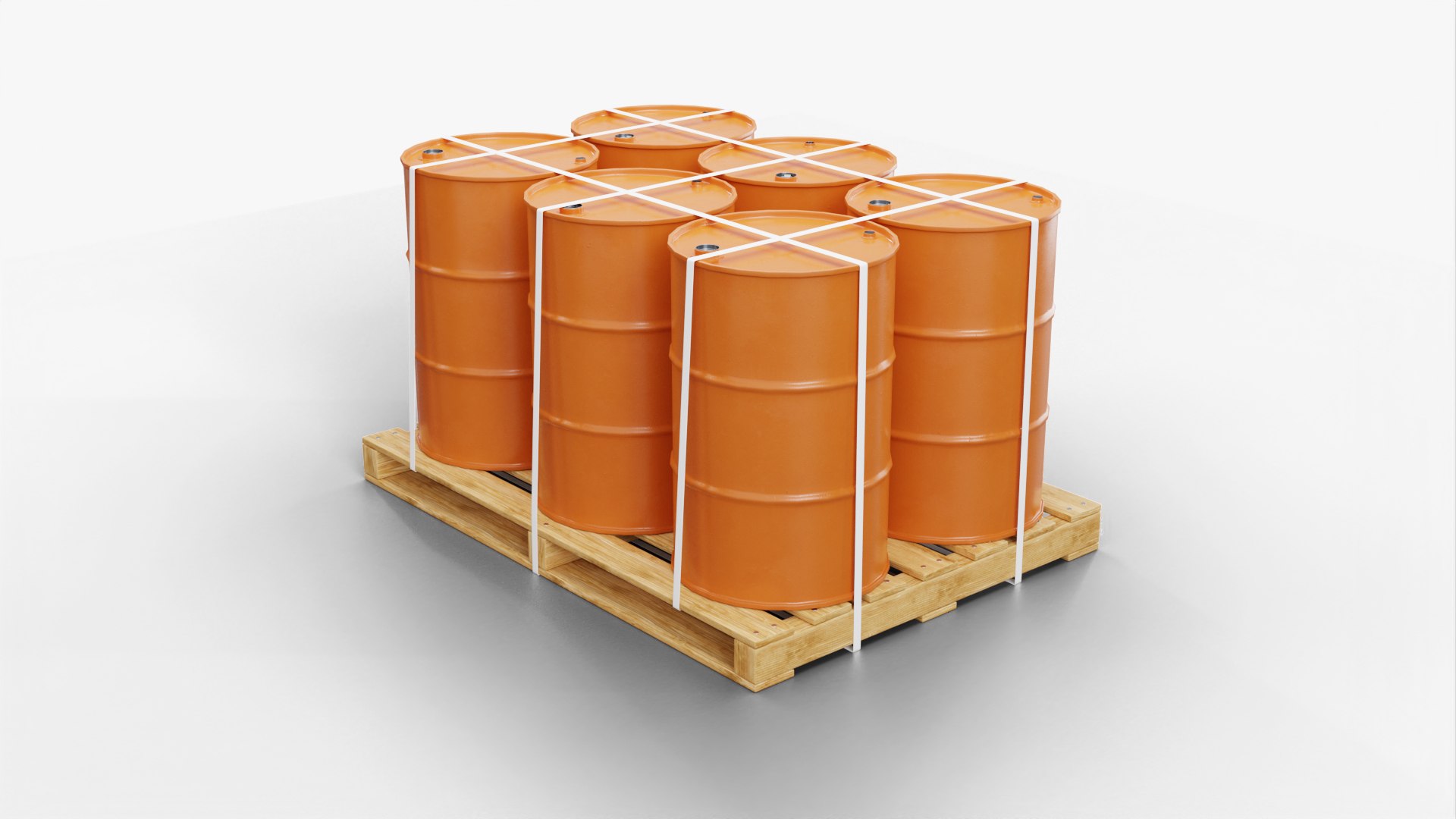 3D Orange Barrels with Pallet - TurboSquid 2175094