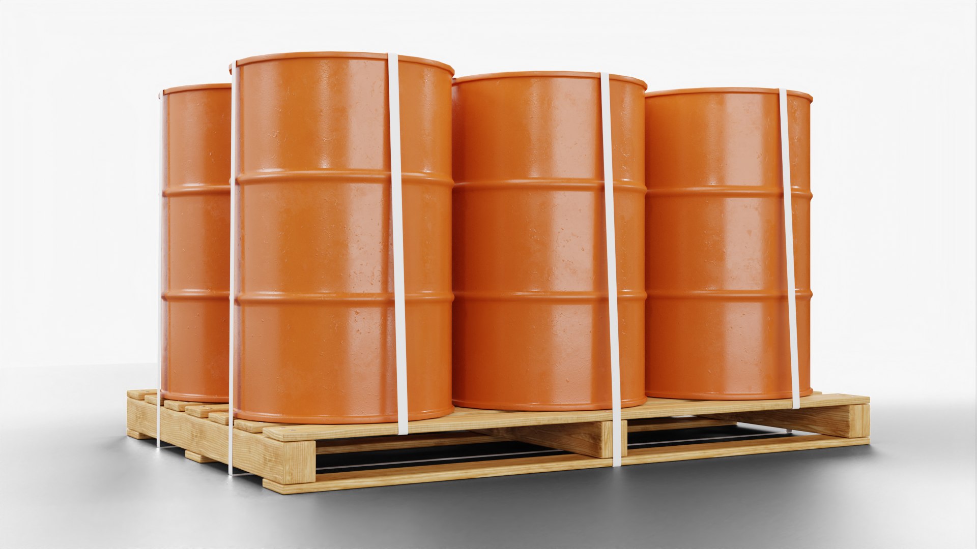 3D Orange Barrels with Pallet - TurboSquid 2175094