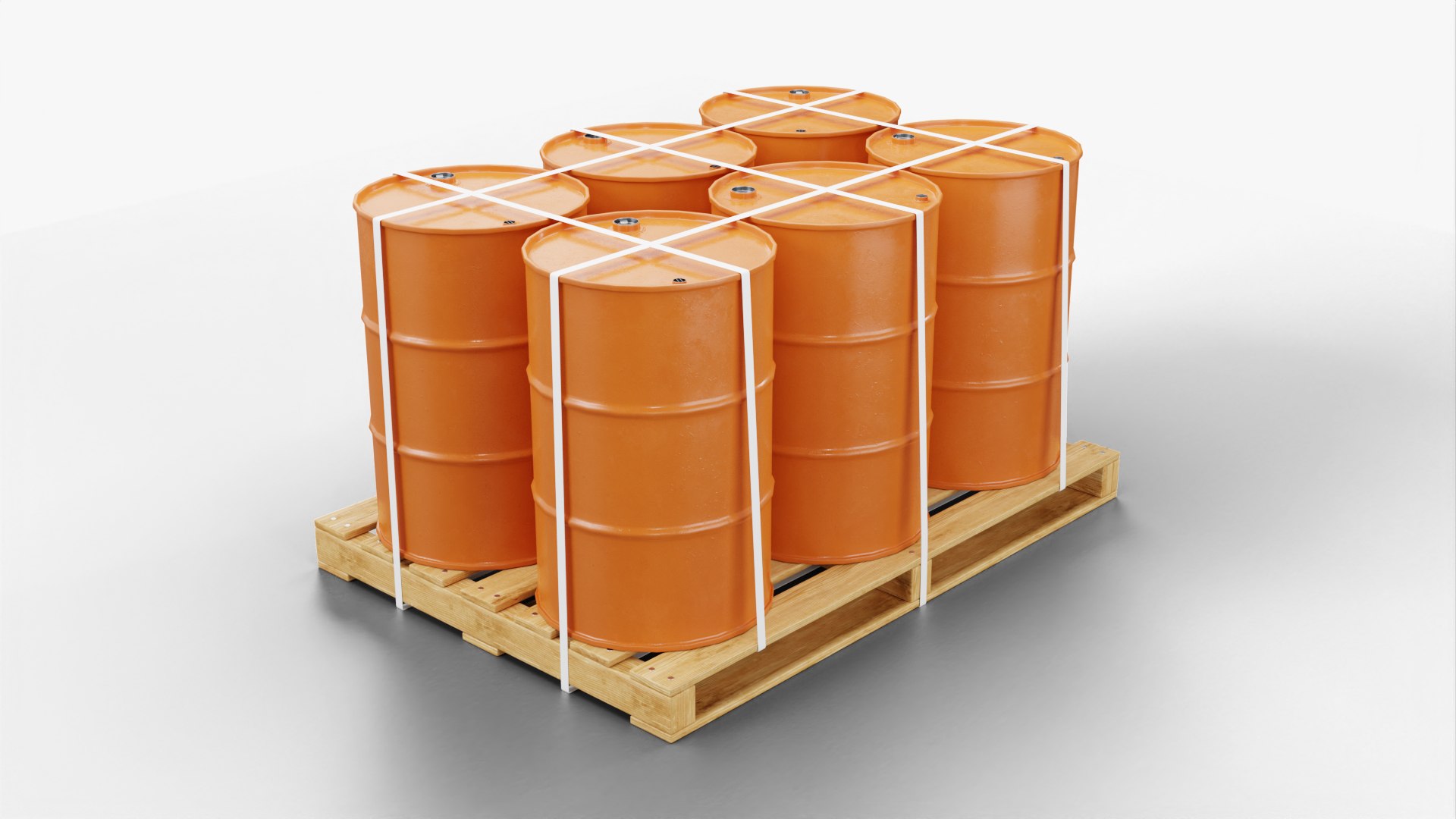 3D Orange Barrels with Pallet - TurboSquid 2175094