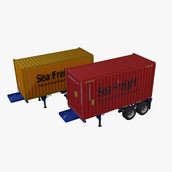 3D model Shipping container trailer for 40 and 45 foot containers ...