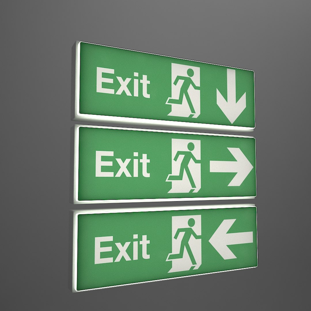 Emergency Exit Sign Wall Light 3D Model - TurboSquid 1552955
