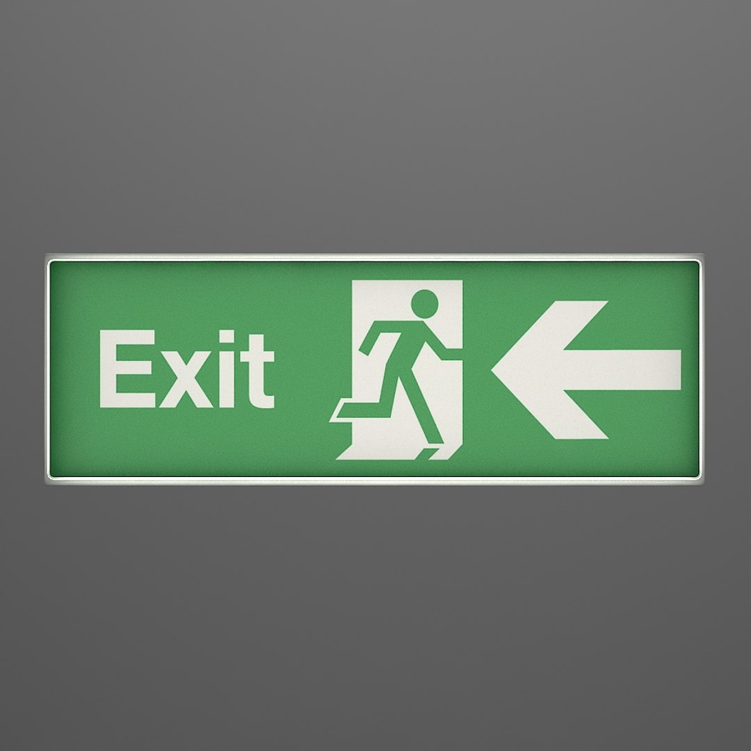 Emergency Exit Sign Wall Light 3D Model - TurboSquid 1552955