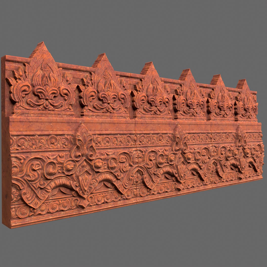 6 Low poly PBR Asia Temple Wall Modular model - TurboSquid 2161844
