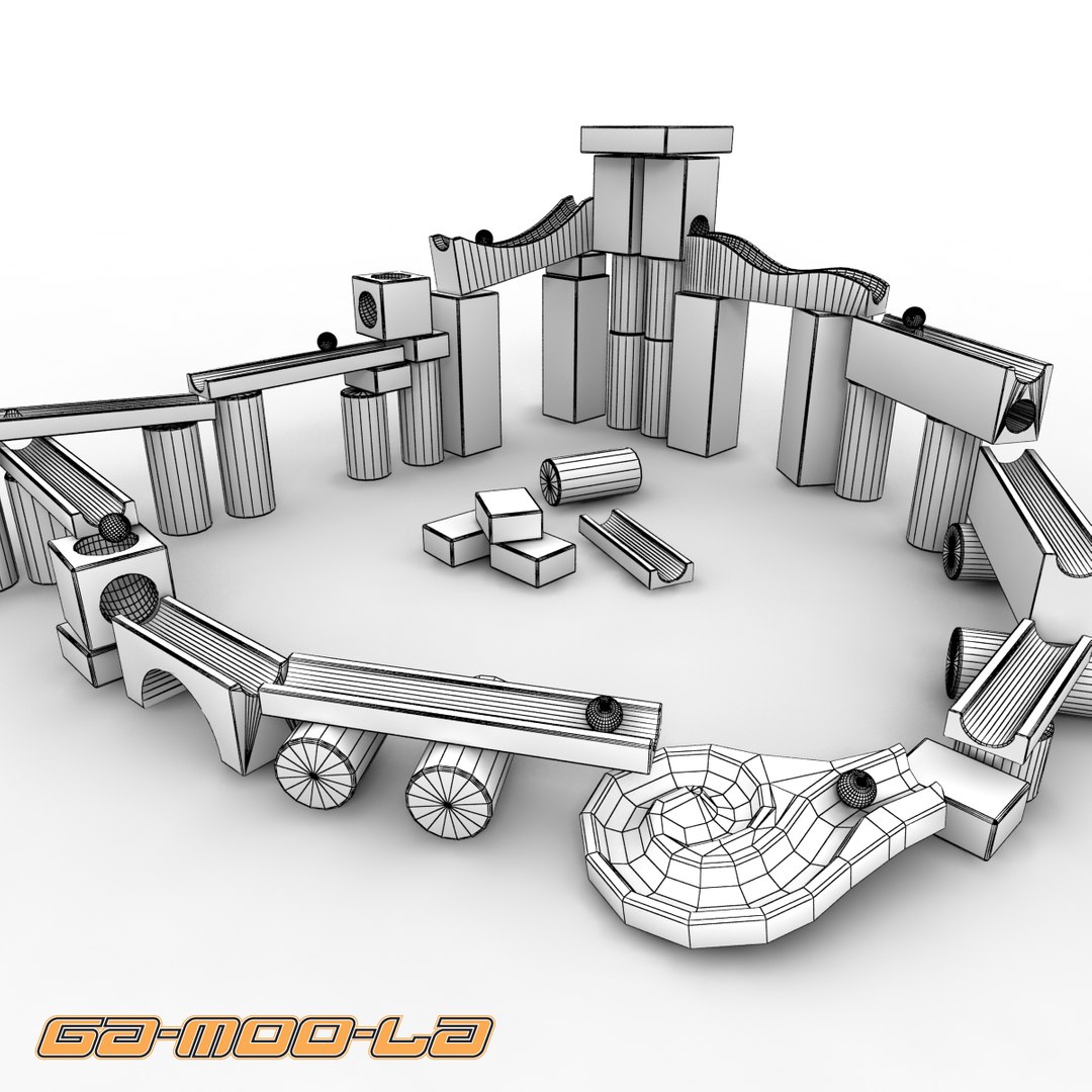 3d Model Wooden Marble Track Toy