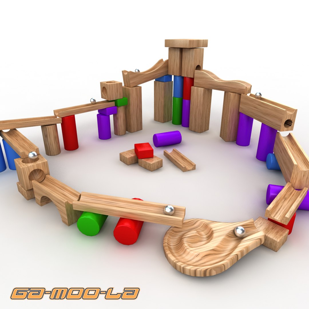 3d Model Wooden Marble Track Toy