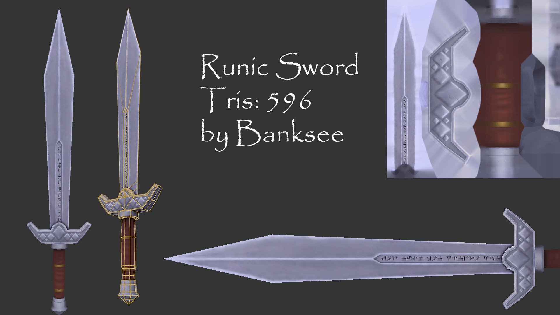 3dsmax runic sword hand painted