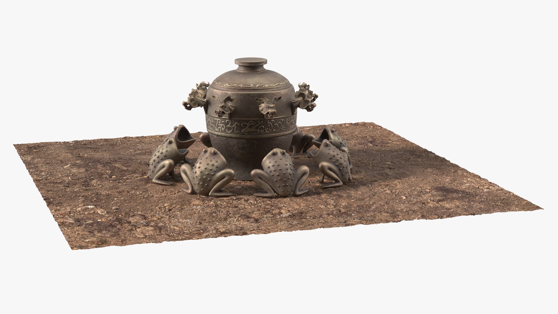 3D Ancient Chinese Seismograph On Ground - TurboSquid 2417420