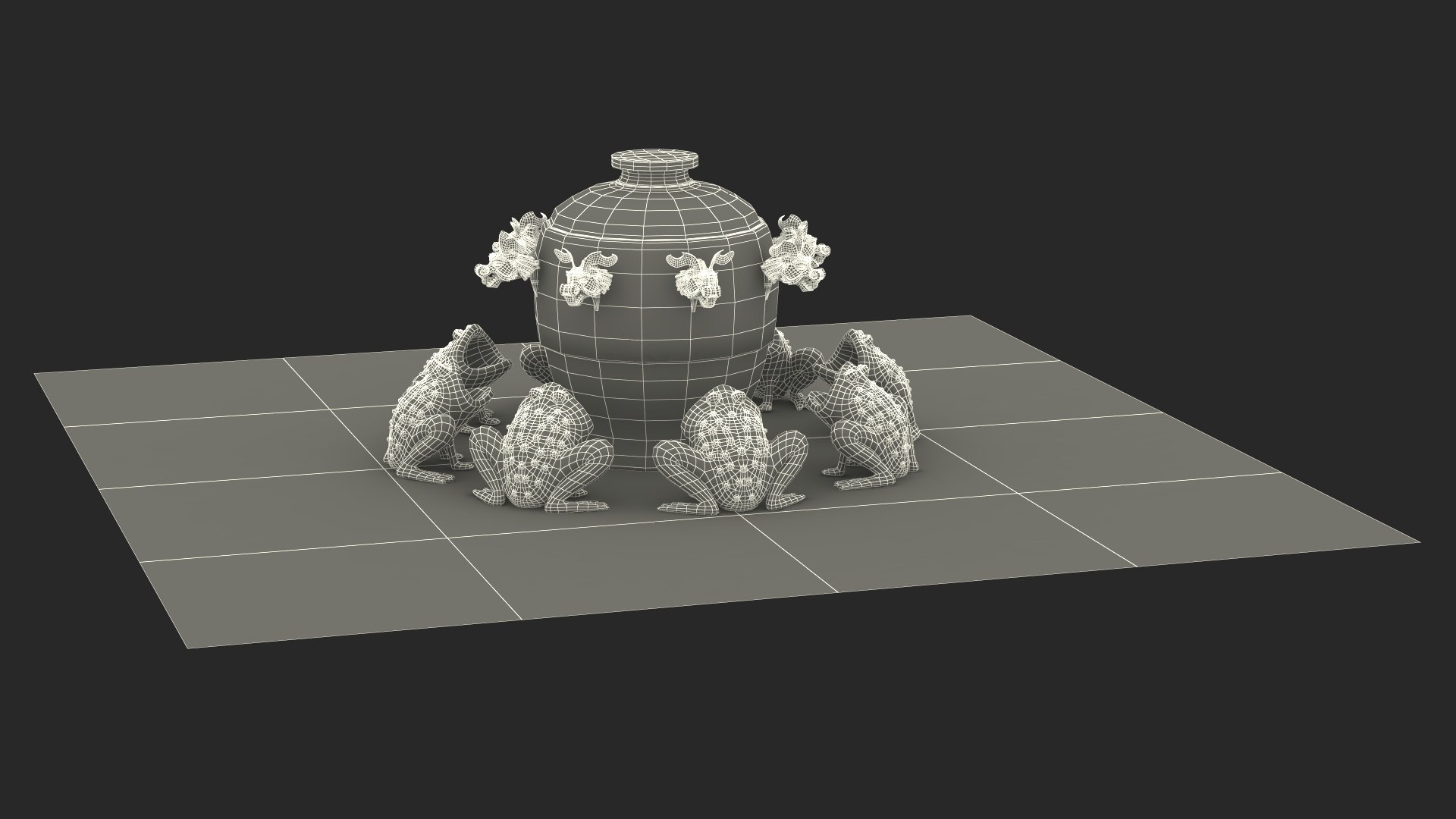 3D Ancient Chinese Seismograph On Ground - TurboSquid 2417420