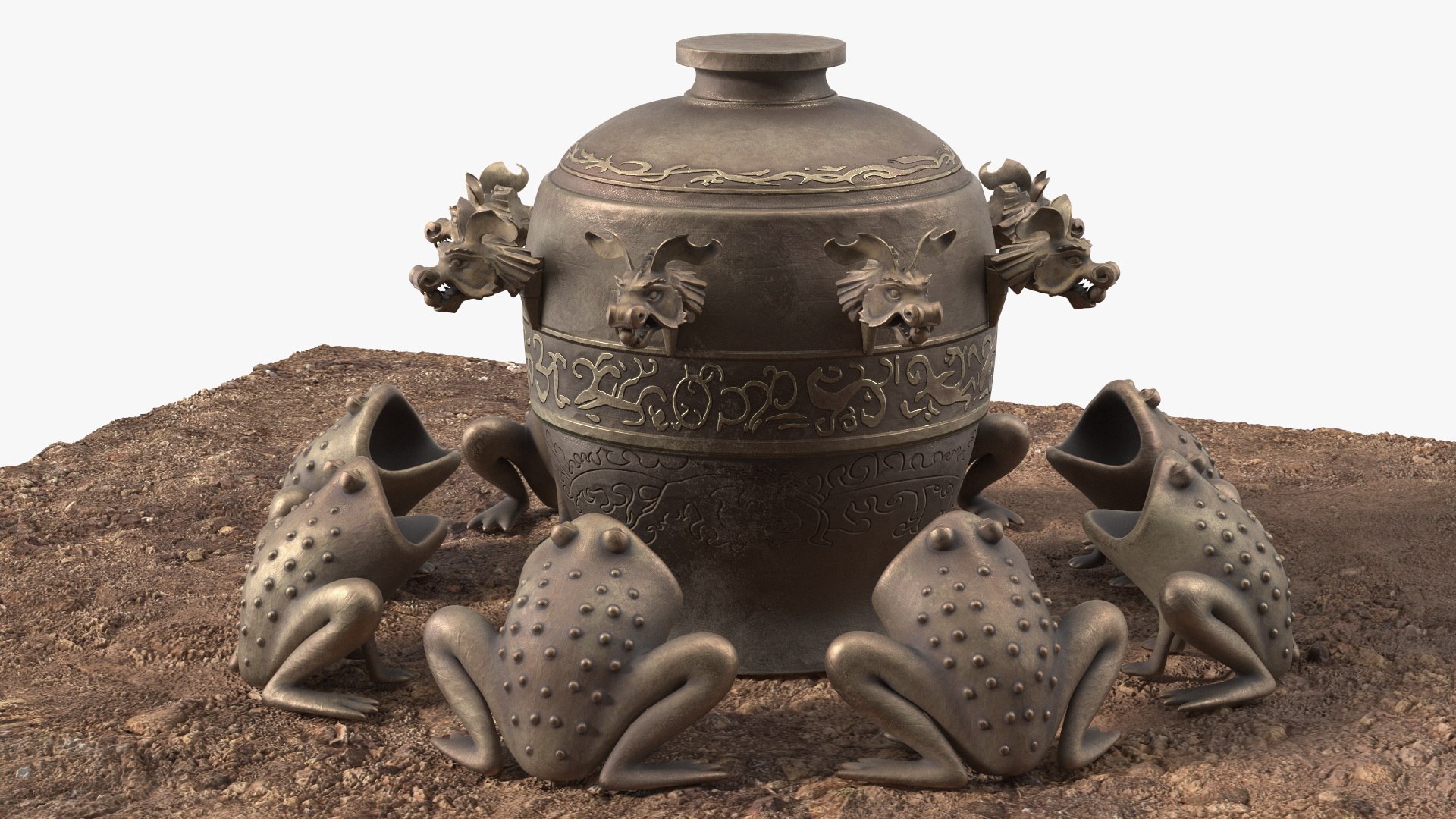 3D Ancient Chinese Seismograph On Ground - TurboSquid 2417420