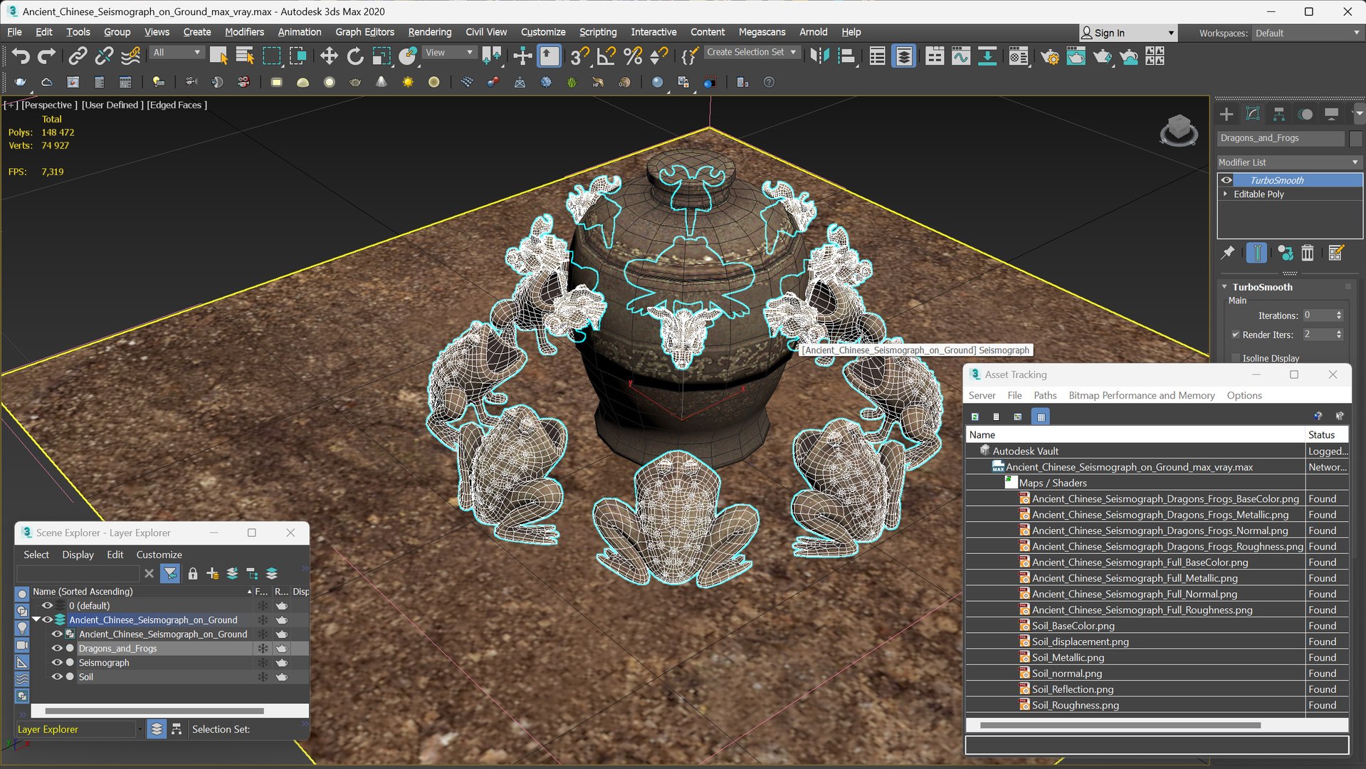 3D Ancient Chinese Seismograph On Ground - TurboSquid 2417420