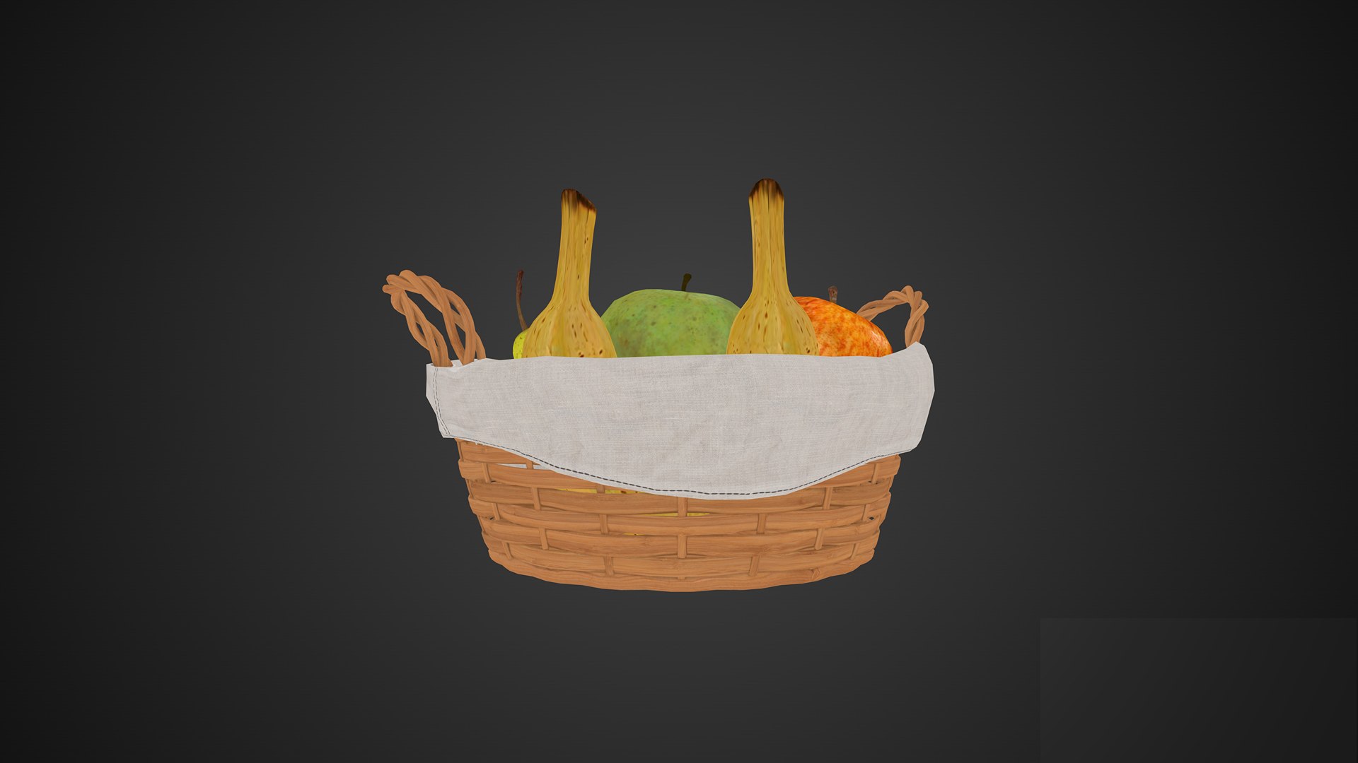 Game Ready Fruit And Rattan Basket 3D Model - TurboSquid 2094832