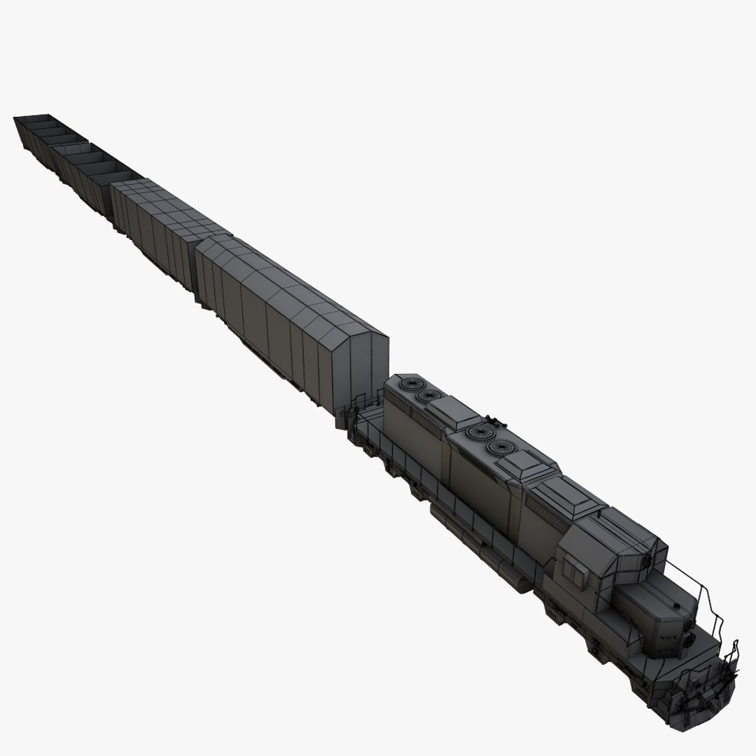 sd40-2 freight train 3d model
