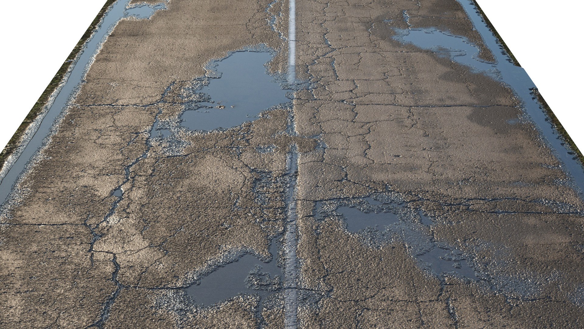 3D Old wet and dry paved road - 35 meters - TurboSquid 2119111