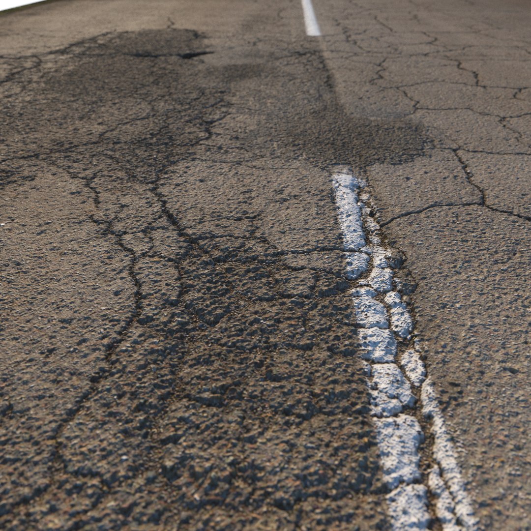 3D Old wet and dry paved road - 35 meters - TurboSquid 2119111