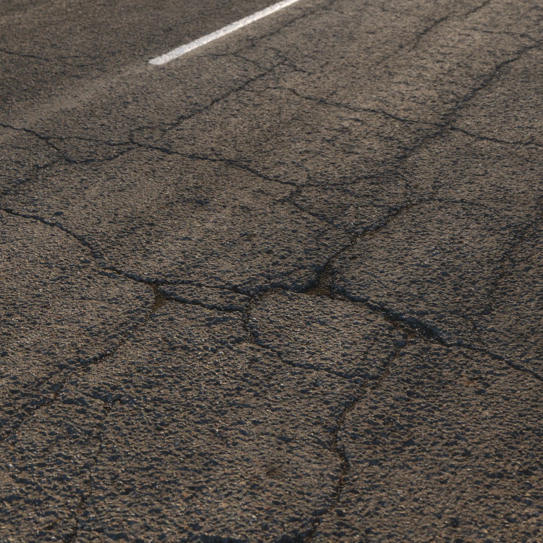 3D Old wet and dry paved road - 35 meters - TurboSquid 2119111