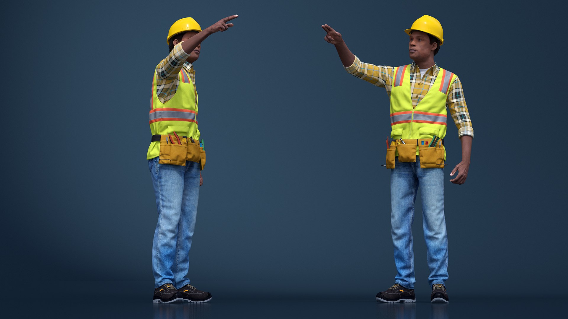 Construction Worker Pointing Pose Fur Model - TurboSquid 2279775