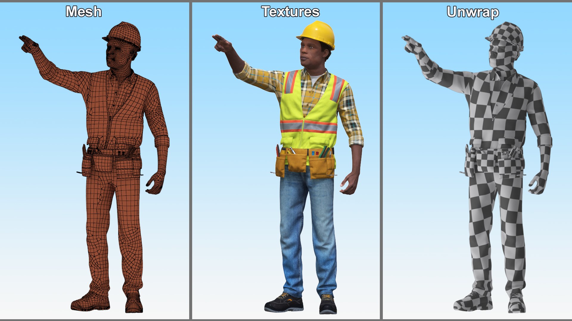 Construction Worker Pointing Pose Fur Model - TurboSquid 2279775