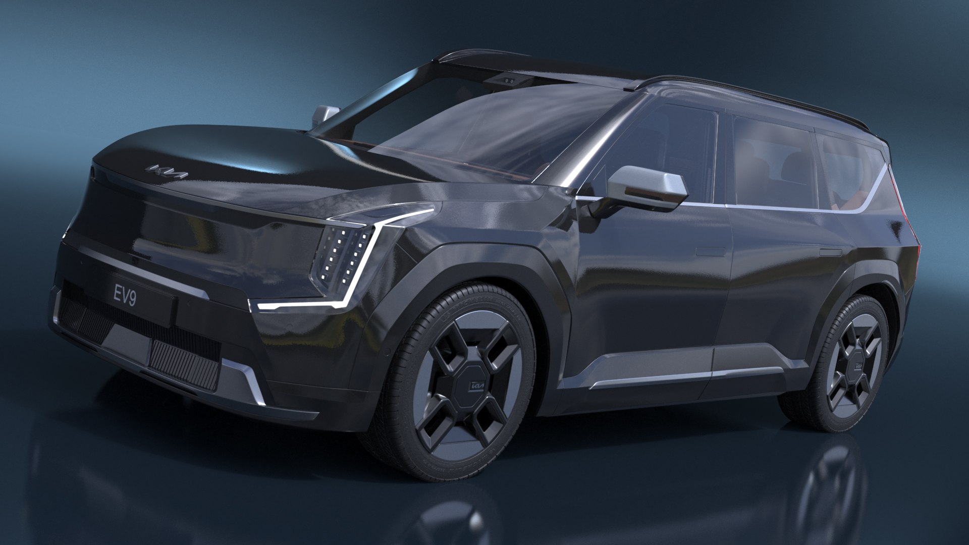 3D KIA EV9 Luxury SUV Black Simplified Model - TurboSquid 2339756