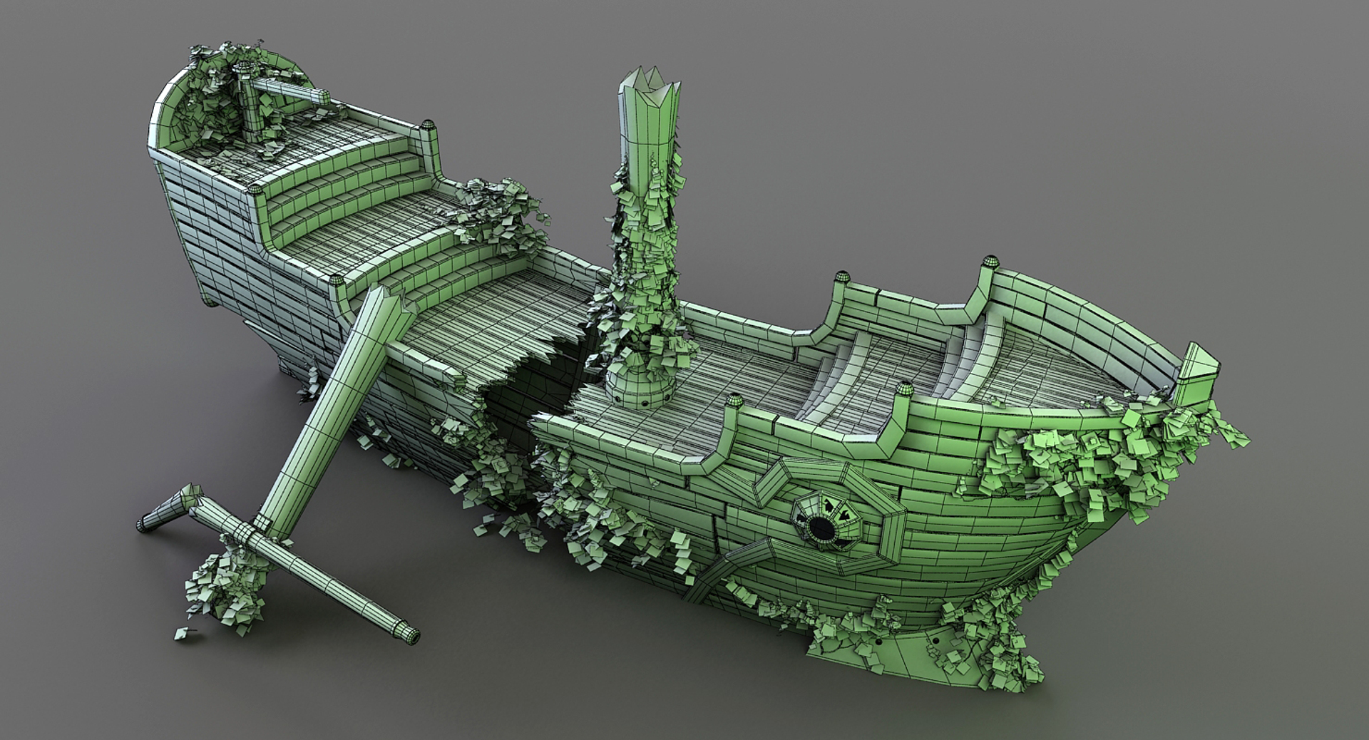 3d model broken pirate ship