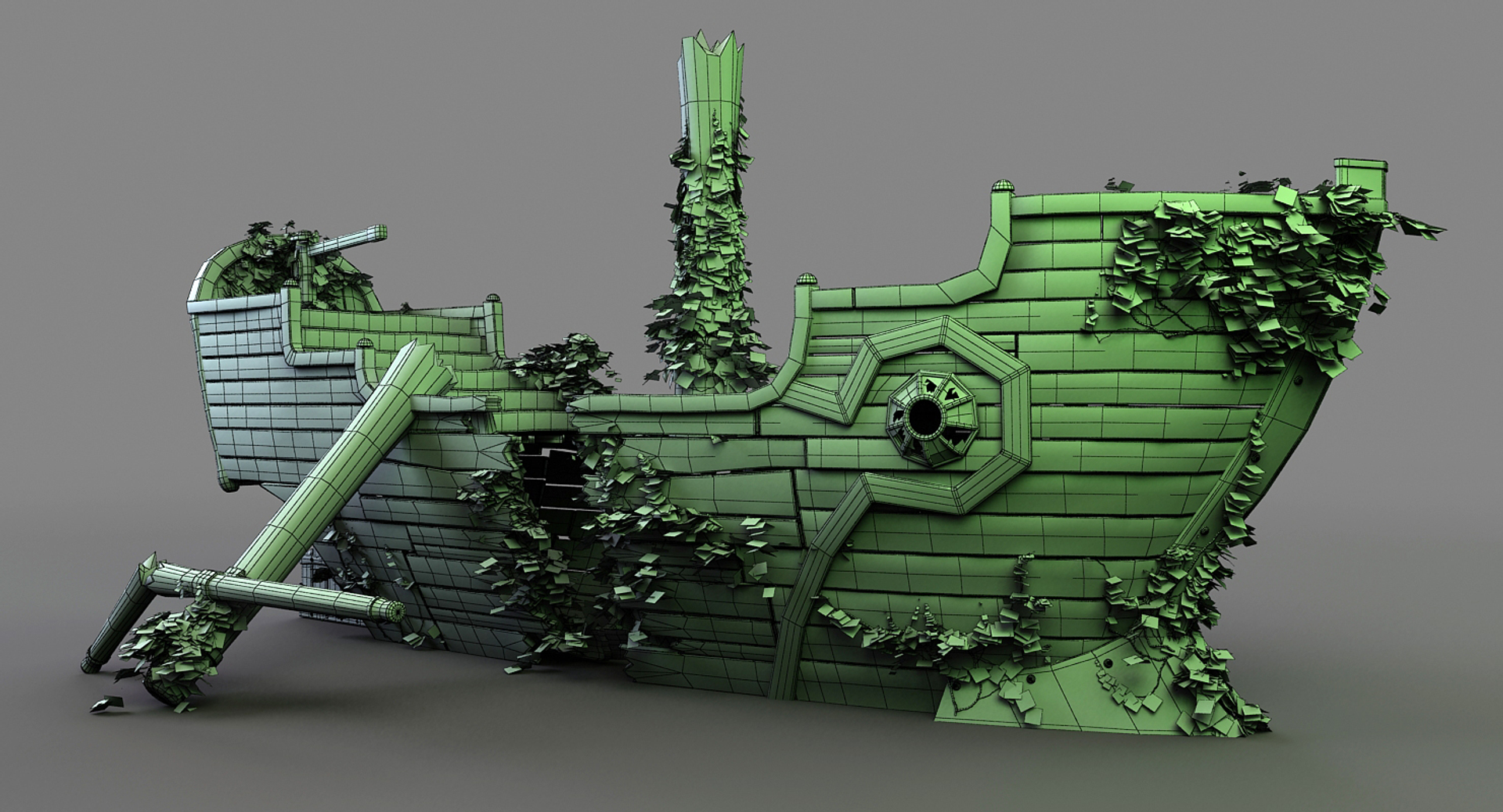 3d model broken pirate ship