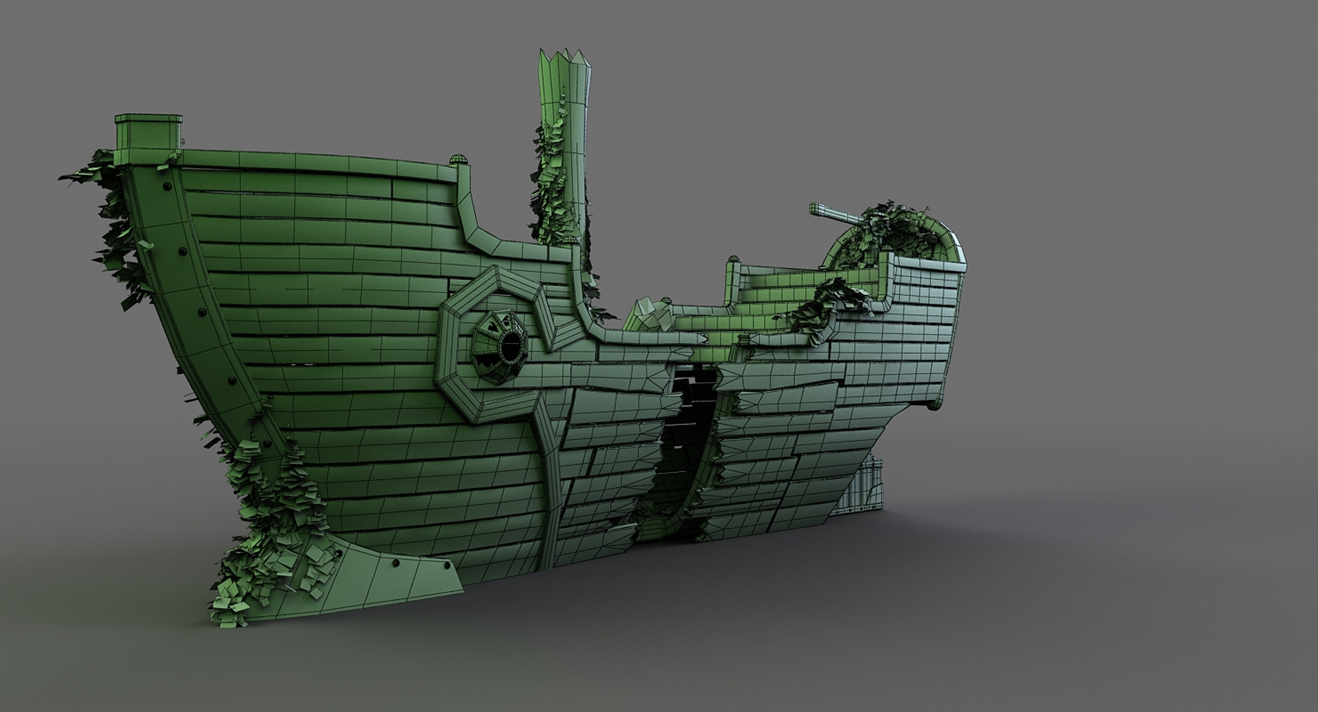 3d model broken pirate ship