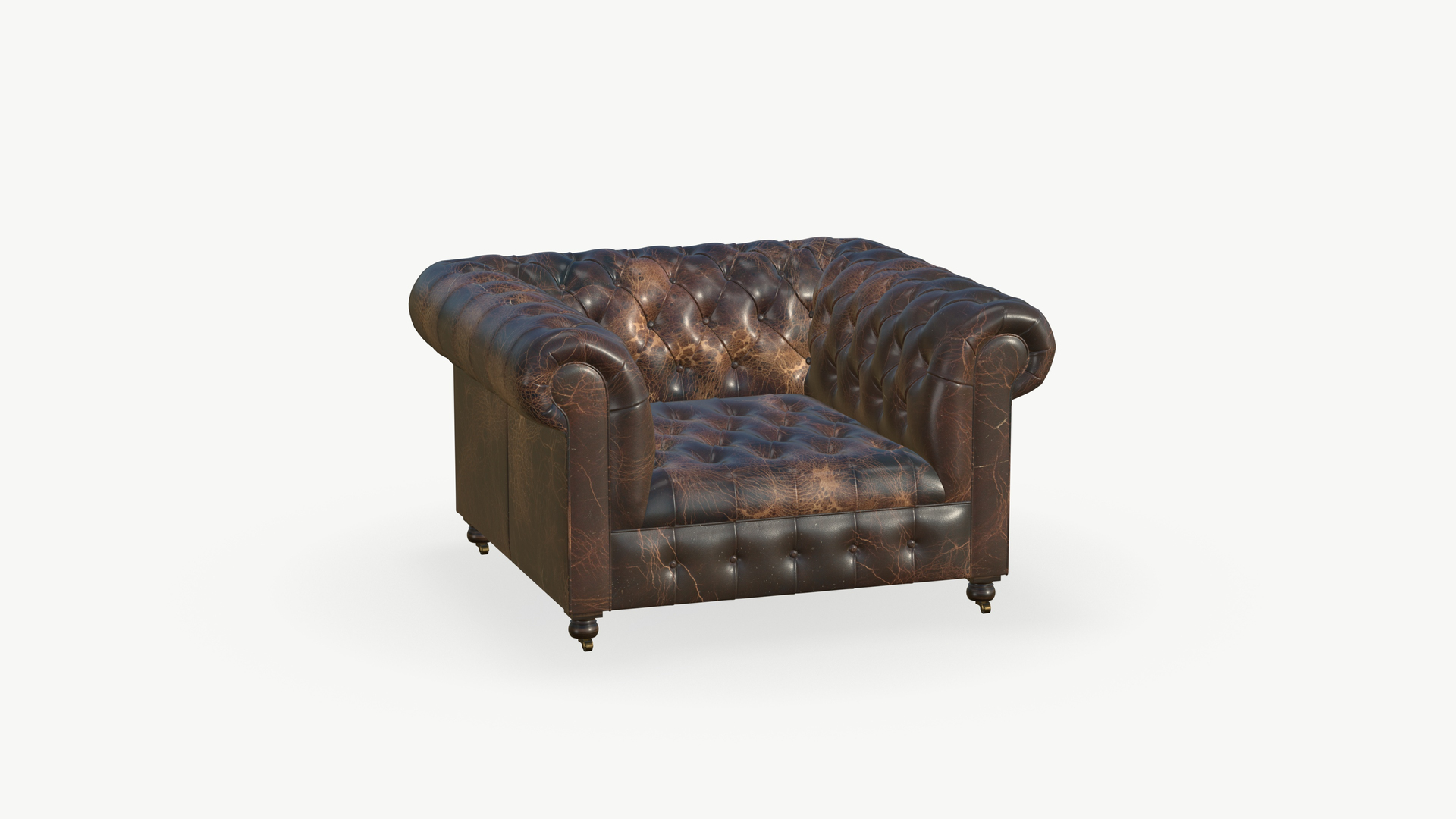 Chesterfield Leather Single Sofa Brown 3D Model - TurboSquid 2068656