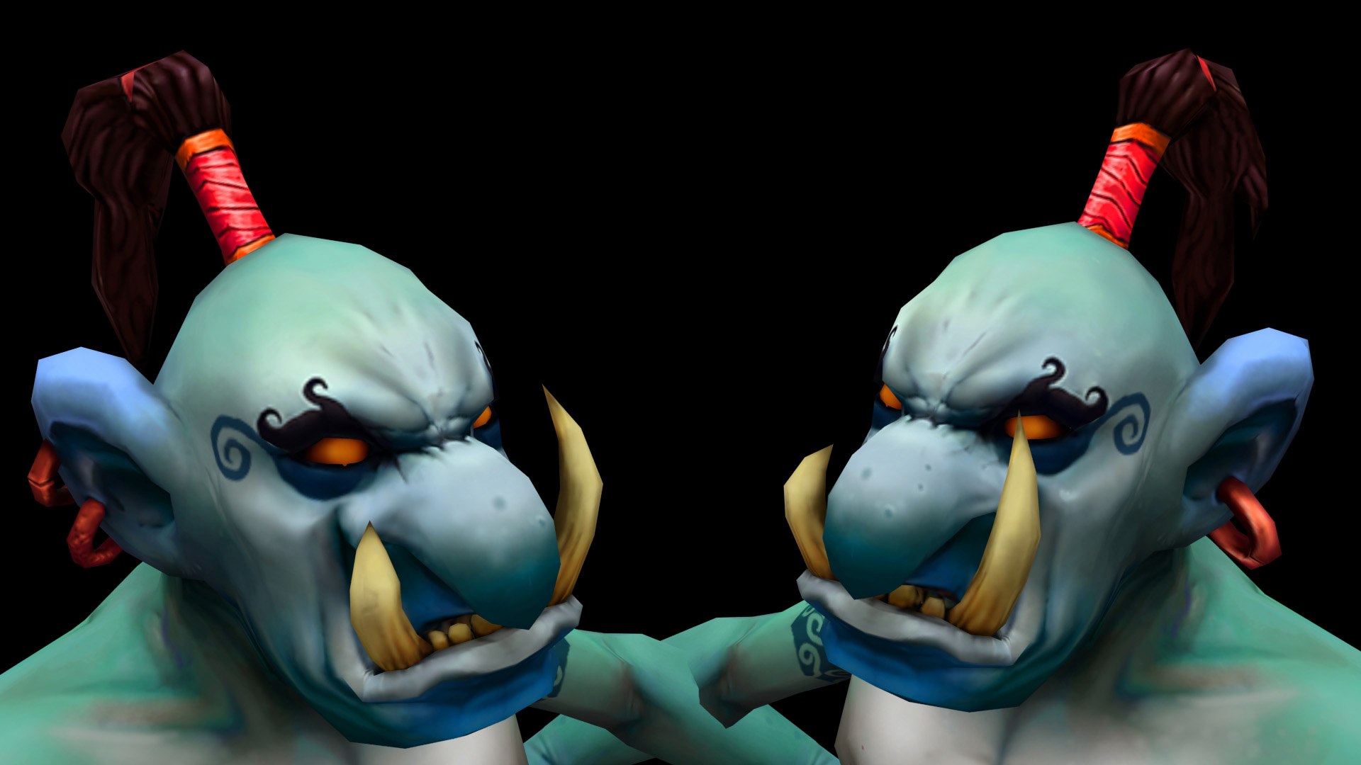 hand painted troll warrior character 3d fbx