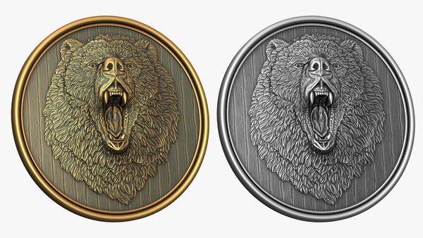 modelo 3d Escultura en bajorrelieve con cara de oso enojado ...