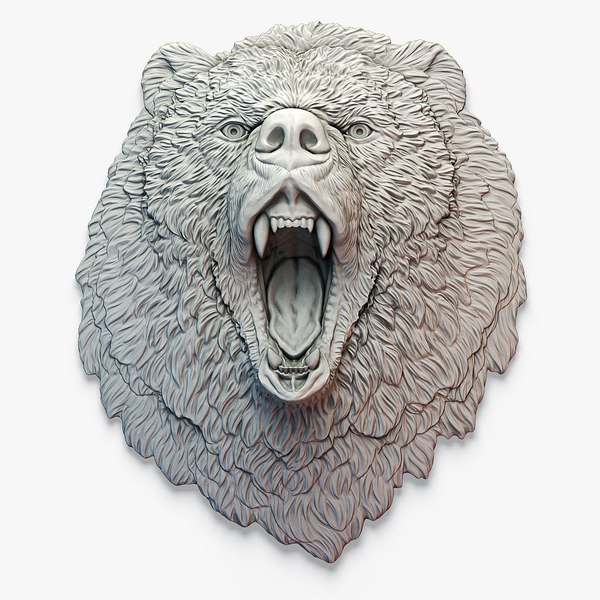 3D Angry Bear Face Bas-Relief Sculpture - TurboSquid 1920023