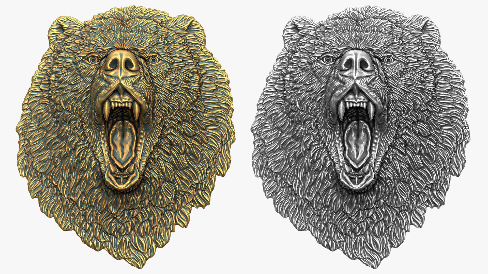 3D Angry Bear Face Bas-Relief Sculpture - TurboSquid 1920023