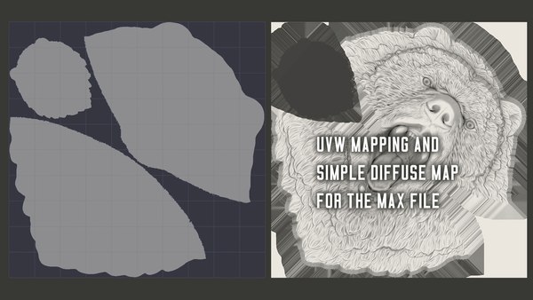 3D Angry Bear Face Bas-Relief Sculpture - TurboSquid 1920023