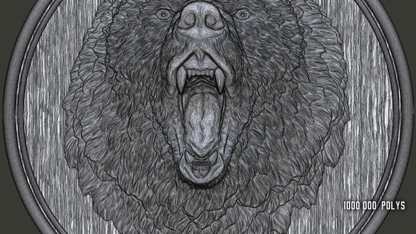 modelo 3d Escultura en bajorrelieve con cara de oso enojado ...