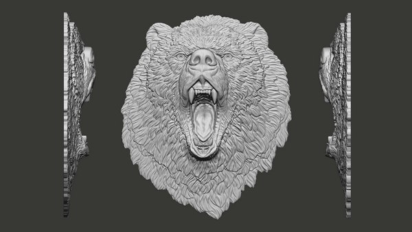 3D Angry Bear Face Bas-Relief Sculpture - TurboSquid 1920023