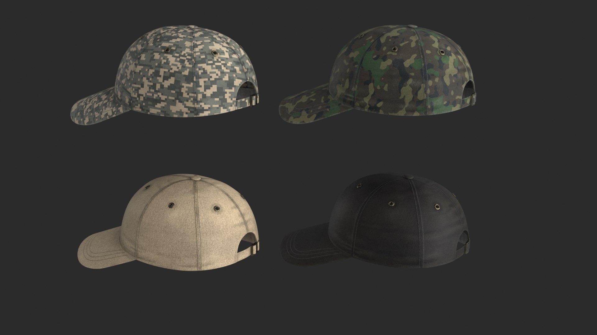 3D Model Tactical Denim Baseball Cap 4 Colors - TurboSquid 2129334