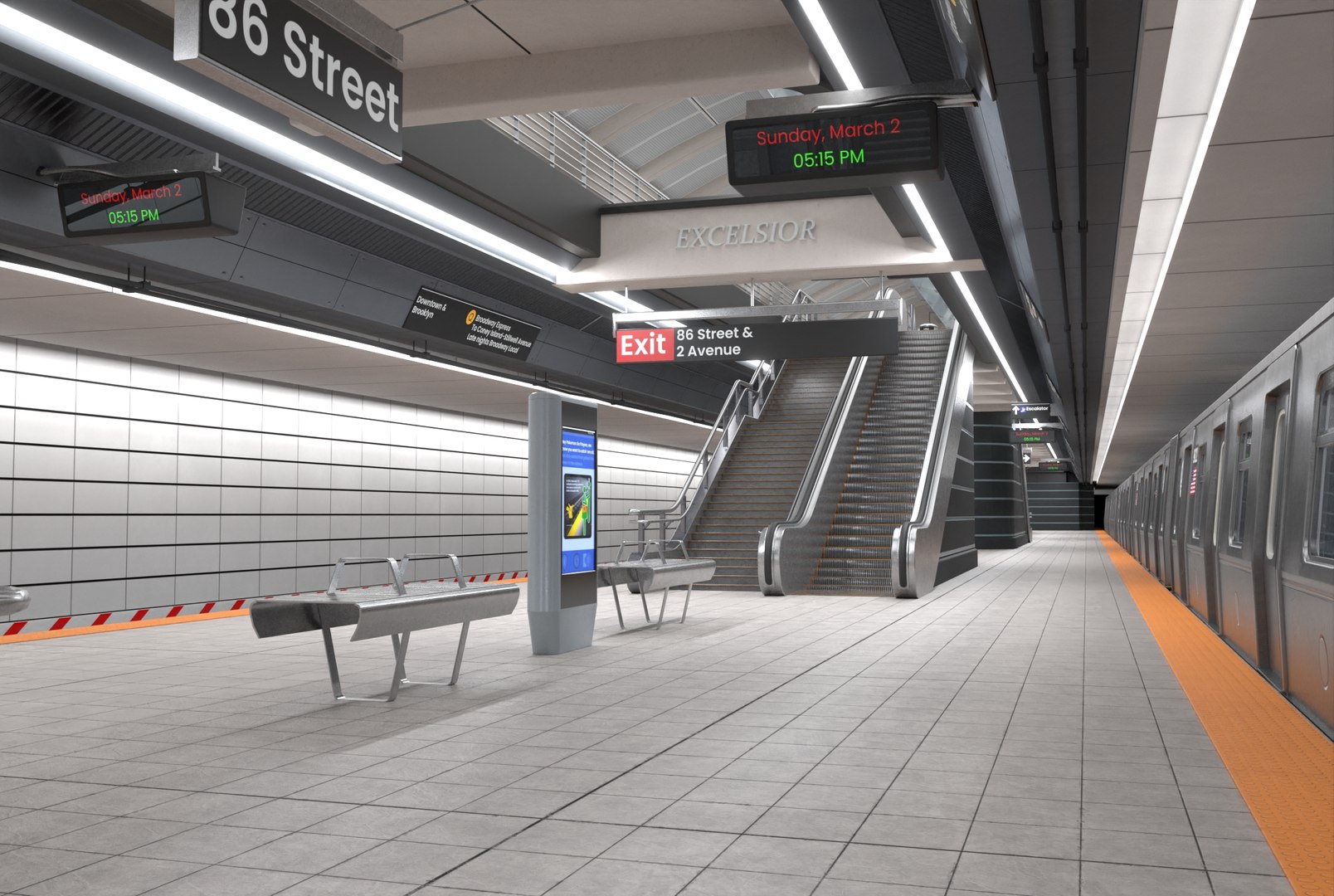 3D Subway Station With Car Model - TurboSquid 2096346